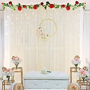 Tulle Backdrop Curtain for Parties 10ftx8ft Champagne Sheer Backdrop Curtain for Wedding Birthday 2Panles 5ftx8ft
