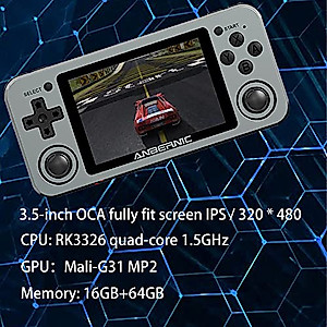 Diketigeey RG351M Handheld Game Console 3.5 Inch IPS Screen Open Source with 16 64G TF 2500 Games 64Bit PS1 PCE 6 Hours Battery Life Open Source System Game Player (Gray)