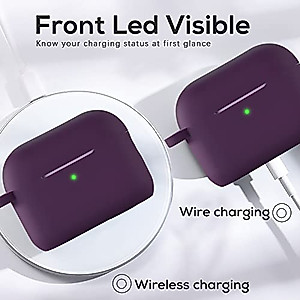 MOFREE for Airpods Pro 2 Case 2022, Soft 5 in 1 Silicone Protective Cover for Airpods Pro 2nd Generation Case Women with Bling Elephant Keychain, Wireless Charging [Front LED Visible]-Purple