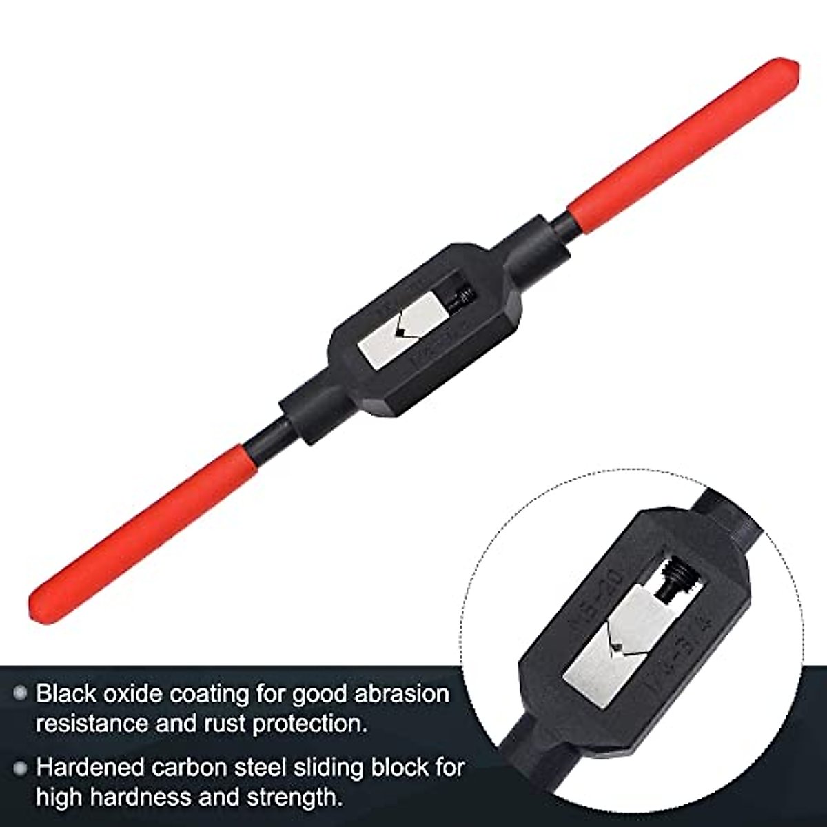 uxcell Adjustable Tap Wrench Handle for 1/4"-3/4" (UNC/UNF) / Metric M5-M20 Taps, Thread Tap Holder Reamer Hand Tapping Tool for Machinist Repair with Plastic Dipped Handle