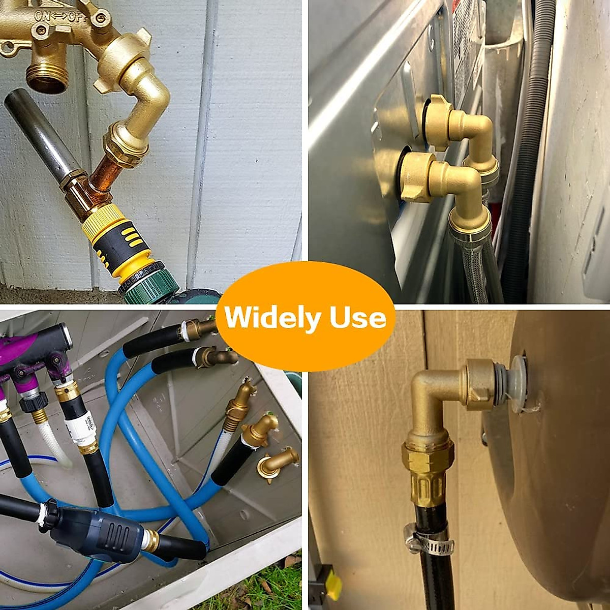 ANPTGHT 90 Degree Hose Elbow RV Water Hose Connectors and Fittings Solid Brass Garden Hose Accessories Heavy Duty Hose Pipe Adpater with washer