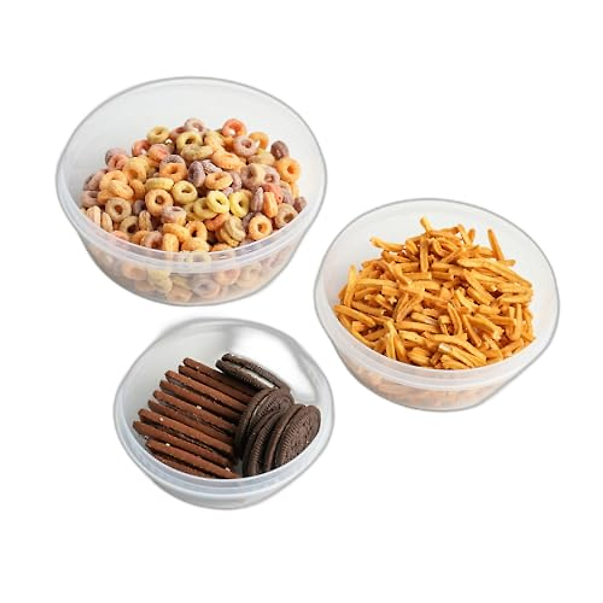 Unica Round Food Container, BPA-free Microwave Bowls with Lids, Airtight Container, Stackable Bowl Set, Freezer-safe, Dishwasher Safe, Set of 3, 7, 15, 18 oz, 6.12x6.12x2.54 in