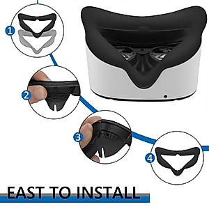 Geekria Sweat Proof Silicone Face Cover Pad Compatible with Pico Neo 3, Protective Lens Cover Accessories, Replacement Accessories Fit for Pico Neo 3, Washable Lightproof Anti-Leakage (Black)