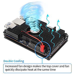 Howay for Orang- Pi 5B/5 Case Aluminum Alloy Metal Case with Fan Heatsinks Active & Passive Cooling Enclouse Cooler Protection Shell Compatible with Or-e Pi 5b/5 Accessories(1 Set)