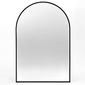 Minuover Arched Wall Mirror for Bathroom, 20"x30" Black Modern Metal Frame for Entryway Living Room Bedroom Wall Decor