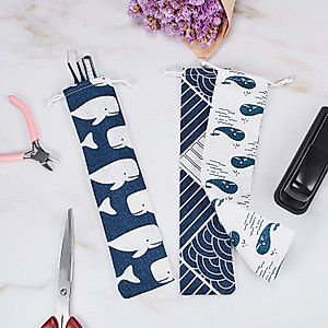 Outus 20 Pieces Straw Carrying Case Reusable Straws Cutlery Pouch Portable Straw Travel Canvas Bag for Straws, Knife, Fork, Spoon, Chopsticks