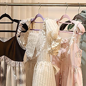 KADEA 10 pcs Velvet Hangers with Shoulder Form, Suitable for Velvet Hangers, Non-Slip (Please Note: Hangers are not Included.) (Black)