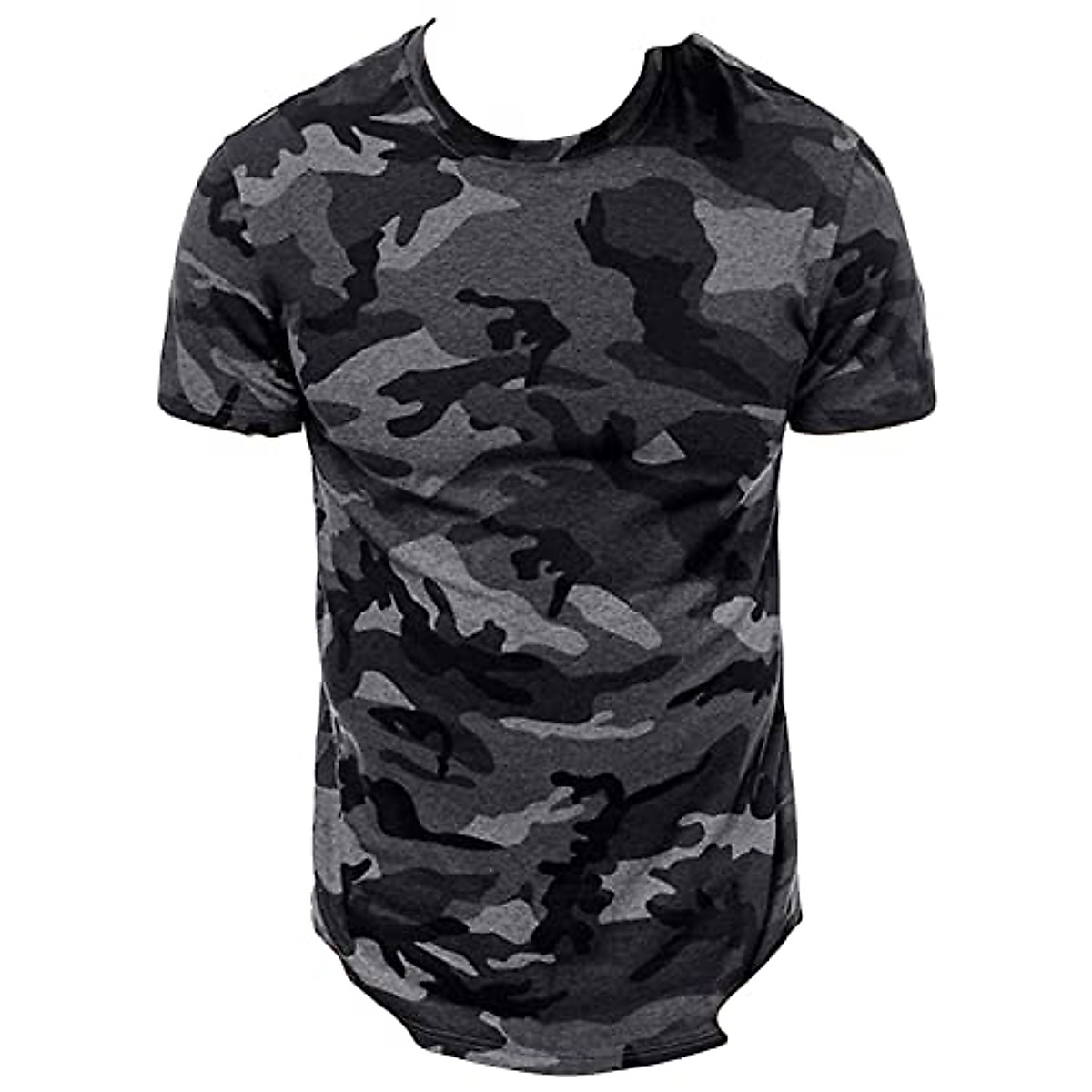 Maiyifu-GJ Men's Camo Casual Sports T-Shirt Colour Round Neck Camouflage Short Sleeve Regular Muscle Slim Fit Tees (Dark Grey,Small)
