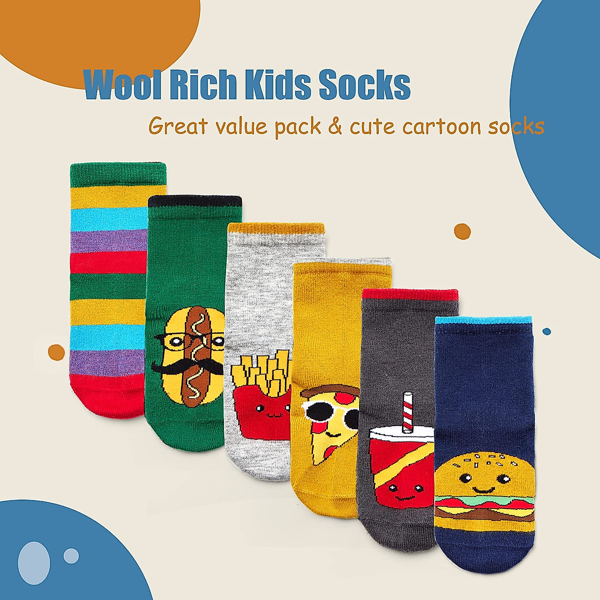 Mardonskey Toddler Boys Wool Socks Kids Winter Warm Socks Thicken Thermal Crew Socks for Boys 6 Pairs, 3-5T