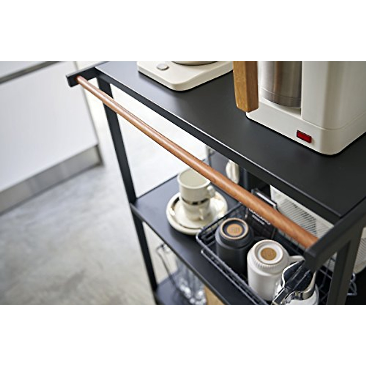 YAMAZAKI Home 3-Tiered Storage Rack-Kitchen Shelf Organizer | Steel | Short | Shelving, Black