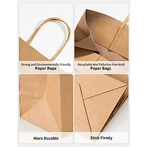 RACETOP Small Brown Kraft Paper Bags with Handles Bulk, 5.9"x3.2"x8.3" 50Pcs Small Brown Gift Bags, Mini Paper Bags, Gift Bags Bulk, Goodie Bag, Retail Bags, Gift Wrap Bags, Shopping Bags