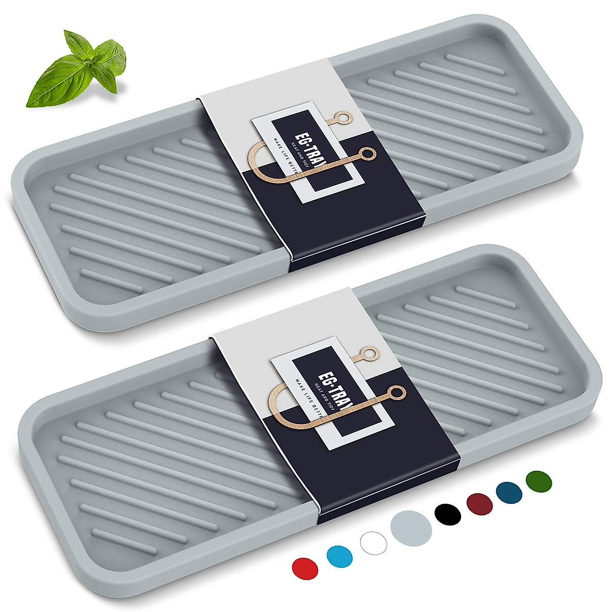 EG-SIPRO Kitchen Sink Organizer Tray,Sponge Holder for Kitchen Sink Bathroom Counter Tray Sponge Caddy Silicone Soap Holder for Soap dispenser, Bottle, Dishwashing Accessories(2-pack)