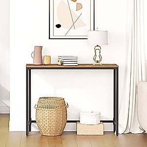 HOOBRO Console/ Sofa Table with Support Bar, Hallway Entrance Table for Living Room, Entryway, Corridor, Sturdy, Easy Assembly, Wood Look Accent Table, Rustic Brown and Black BF30XG01