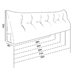 WOWMAX Ergonomics Headboard Pillow for California King Size Bed, Multifunctional Upholstered Headboard Pillows, Triangular Long Wedge Pillow for Wall No Need to Assembly Velvet (100% Cotton) Black