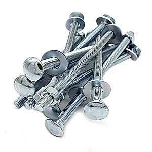 (4 pc) 3/8-16 x 6 Long Square-Neck Carriage Bolts Set w/Nuts & Washers,Zinc-Plated,Carbon Steel Grade 2,by Fullerkreg