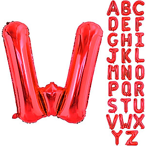 40 Inch Large Red Letter W Balloons Alphabet W Letter Balloons Foil Mylar Big Letter Balloons for Birthday Party Anniversary New Year Graduation Wedding Decorations