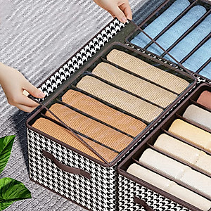 Ozeupeka foldable indoor clothes storage box with handles, large space closet closet storage storage box for clothes/jeans/skirts/shirts/T-shirts, 1PCS (7 Grids)