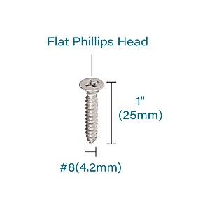 IMScrews 100pcs #8 x 1" (25mm) Stainless Flat Head Phillips Wood Screws 18-8 (304) Stainless Steel Countersunk Self Tapping Screws