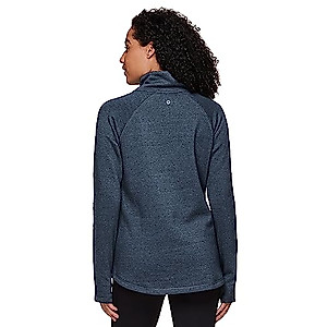 RBX Active Women's Quarter Zip Mock Neck Long Sleeve Fleece Pullover Sweatshirt With Pockets Blue F21 M
