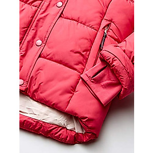 Amazon Essentials Girls' Heavyweight Hooded Puffer Jacket, Pink, Medium