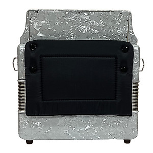 Alacran NAL3412 DLX Accordion Package: 34 Button, 12 Bass Accordion with Case and Straps (Fa/FBE, White Pearl)