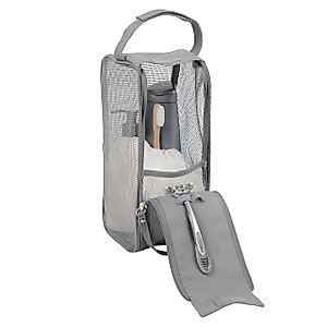 Simplify Hanging Mesh Toiletry Bag | Travel Organizer | Perfect for Dorm | Gym | Back to School | Shampoo | Shower Accessories | Grey