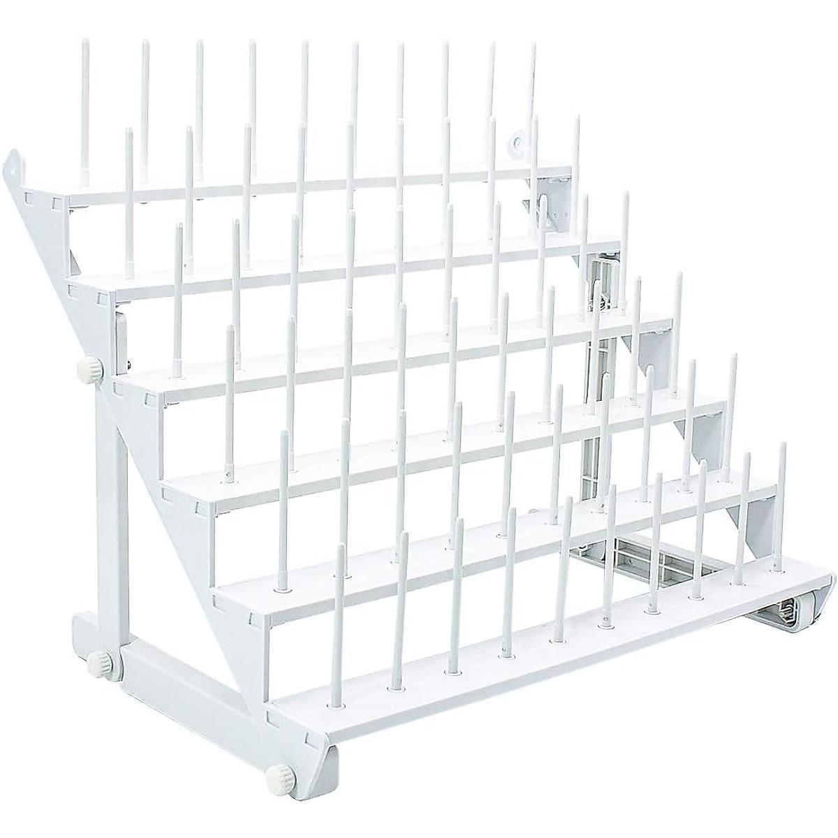MagnaHoop Thread Rack with 60 Spools, Large Thread Stand with Long Pegs, Bright White Plastic Thread Holder for Embroidery, Thread Storage and Hair Braiding