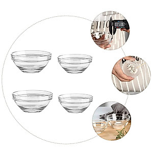 Housoutil 8PCS Stackable Food Prep Bowl, Multipurpose Clear Glass Jelly Bowls, Glass Stackable Dessert Bowls Set Dishware Safe for Kitchen Dessert, Dips, and Candy Dishes Nut (4XSmall, 4XLarge)