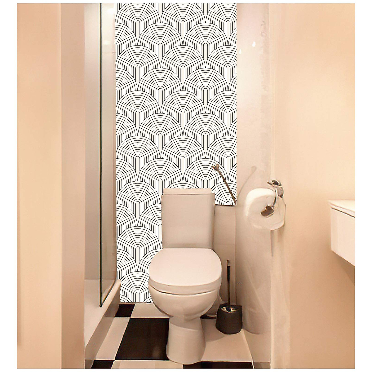 HAOKHOME 96033 Peel and Stick Wallpaper Abstract Rainbow Black/White Removable contactpaper for Home Bathroom Decorations 17.7in x 9.8ft