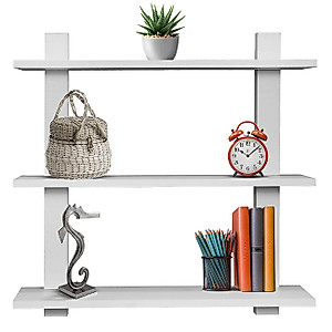 Sorbus Bathroom Shelves - 3-Tier Wall Mounted Floating Shelves for Books, Trophies, Wall Decor, Kitchen, Living Room & Bathroom Decor - Decorative Hanging Display Over the Toilet Storage Shelf - White