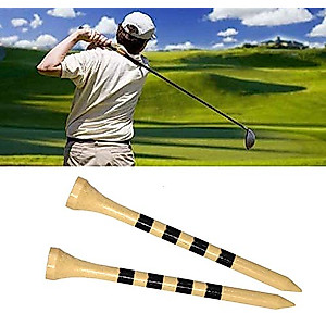 Zivisk Wooden Golf Tees 2-3/4 inch 100 Count, 2.75" Long Golf Wood Bamboo Tees(Natural Color&Green,70mm)