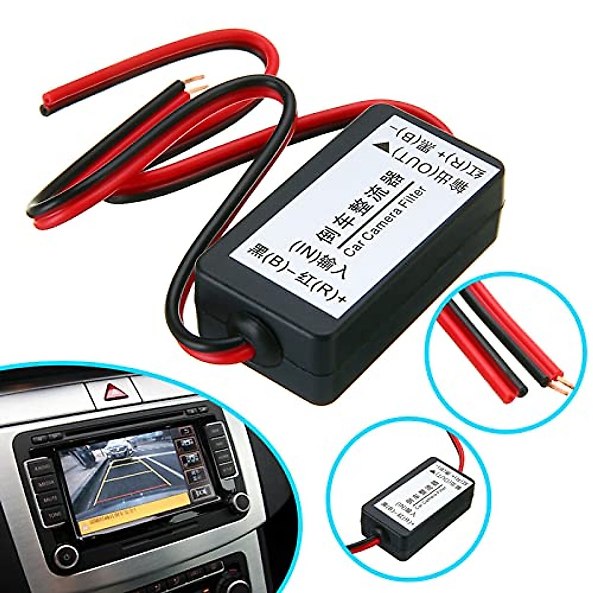 Backup Camera Rectifier, 12V DC Car Rearview Camera Power Relay Capacitor Filter Reverse Camera Rectifier Voltage Regulator