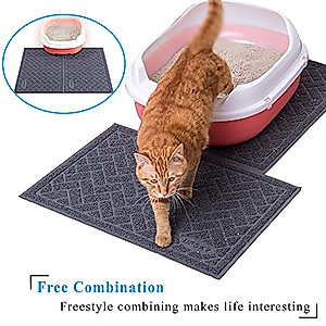 UPSKY Cat Litter Mats 2 Set of Cat Litter Pads, Cat Litter Trap Mats Can Be Spliced and Placed At-Will, Scatter Control for Litter Box, Soft on Sensitive Kitty Paws, Easy to Clean. (24’’ x 16’’)