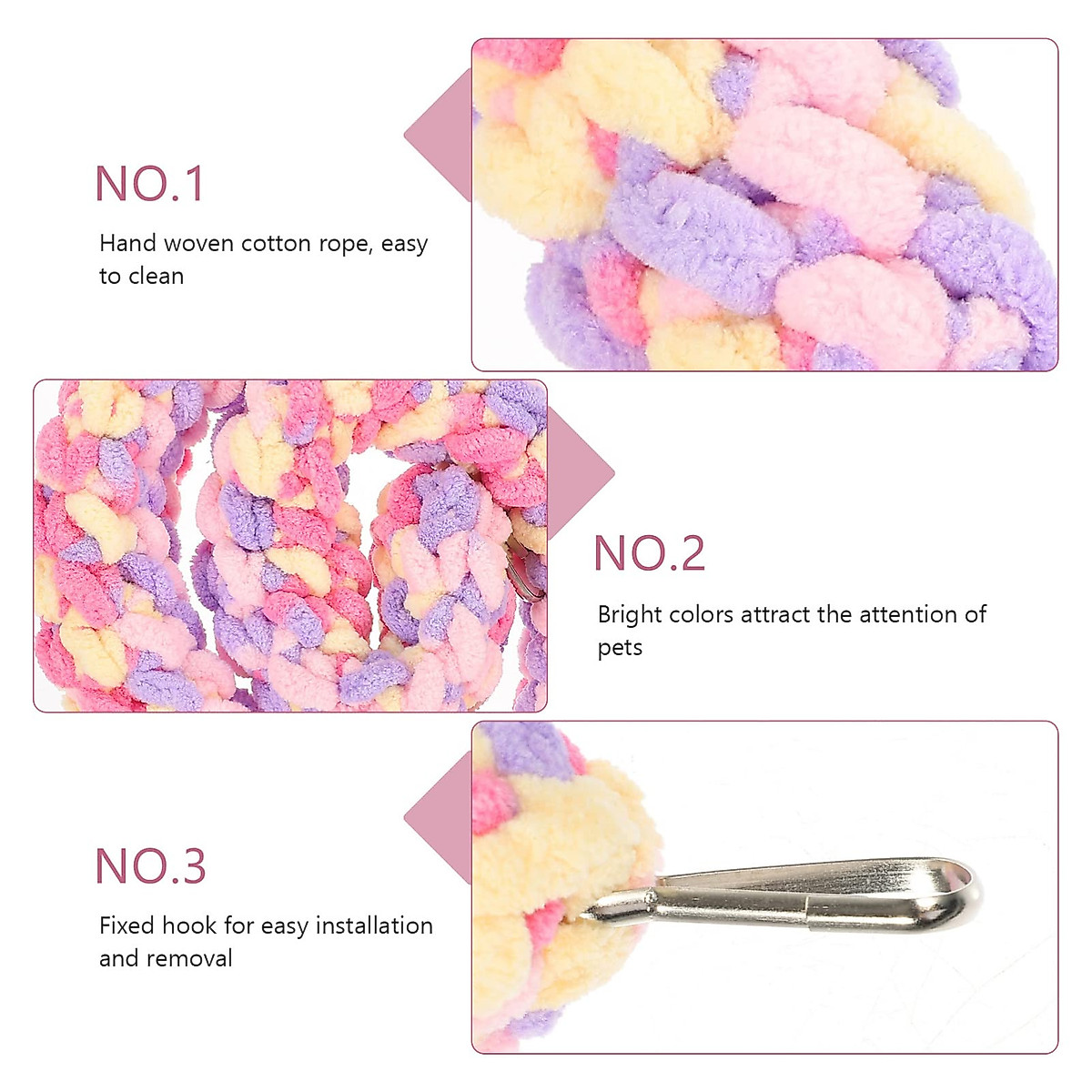 Alipis Sugar Glider Climbing Rope Bungee Rope Bird Toy Small Bird Chew Toys Interesting Parrot Chew Toys Rat Cage Accessories Climbing Hamster Toy Ferret Toy Cotton Rope Bite Parrot Stand