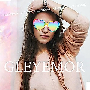 Gleyemor Polarized Heart Shaped Sunglasses for Women Trendy Glasses Fashion Accessories (Rainbow/Rainbow Mirror)