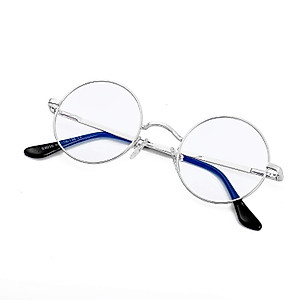 EYLRIM Round Blue Light Blocking Glasses for Women Men Circle Clear Lens Metal Frame Eyeglasses Non Prescription(A2 Silver)