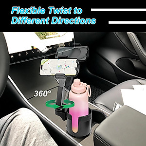 Jkapy Cup Holder Phone Mount for Car,2 in 1 Cup Holder Expander for Car with 360°Rotation Long Arm Phone Holder Cell Phone Holder for Car Compatible with All Smartphones