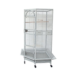 Extra Large Corner Flight Bird Rolling Cage for Cockatiel Aviary Canary Parakeet Budgies Parrot with Metal Seed Skirts