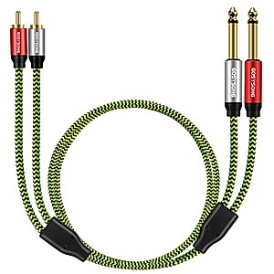 GOSYSONG RCA to 1/4 Cable 15ft, Dual RCA to Dual 1/4 inch TS RCA Cables, 1/4 to RCA Cable