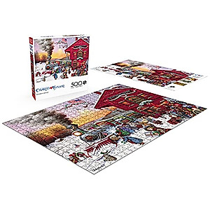 Buffalo Games - Charles Wysocki - Whistle Stop Christmas - 500 Piece Jigsaw Puzzle Red, Violet, Green, 21.25"L X 15"W