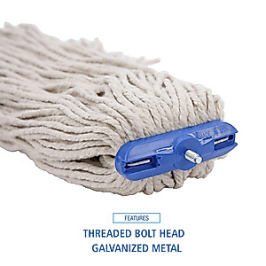 Boardwalk BWK724CEA 24 oz. Cut-End Lie-Flat Cotton Wet Mop Head - White