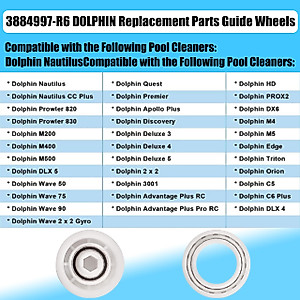 Axfvd 3884997-R6 Guide Wheels Pully Gears Replacement, with 4 Pack Guide Wheels and 2 Pully Gears for Maytronics Dolphin Nautilus CC Plus M200/M400/M500 and Dx3/Dx4/Dx6 Premier Pool Cleaner