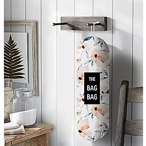 XIKAINUO Retro Flower Kitchen Grocery Storage Bag Holder, Washable Canvas Grocery Shopping Bags, Carrier Plastic Trash Bag Dispenser for Home Kitchen Bathroom Farmhouse Decor Gift