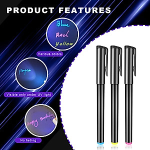 Daemson Invisible Ink Pen, Spy Pen with 9 PCS Mini UV LED Keychain Flashlight, Disappearing Ink Magic Pen with Black Light Markers for Secret Notes, Fit for Christmas Halloween Holiday Gifts (9 PCS)