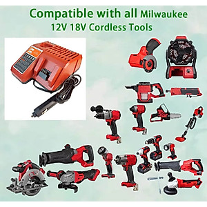 Replacement for Milwaukee Electric Tools Corp 48-59-1810 Vehicle or M12 M18 Car Charger,for Milwaukee 12V&18V XC Lithium Ion Battery 48-11-1850 48-11-1840 48-11-1815 48-11-1828