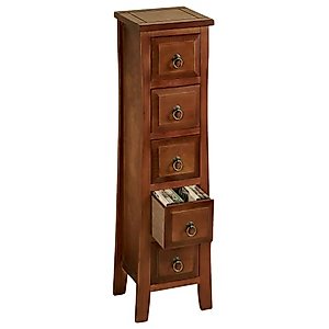 Touch of Class Pesaro II Storage Cabinet Regal Walnut Five Drawer - Made of Wood - Narrow, Vertical - Elegant Furniture for Bedroom, Living Room, Office - Functional Furnishing