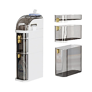 tonchean 3 Tiers Slim Bathroom Storage Cabinet,Already Assembled Waterproof Narrow Bathroom Toilet Organizer Mobile Slim Storage Cart with Wheels Clear Drawers for Small Space Gap Corner