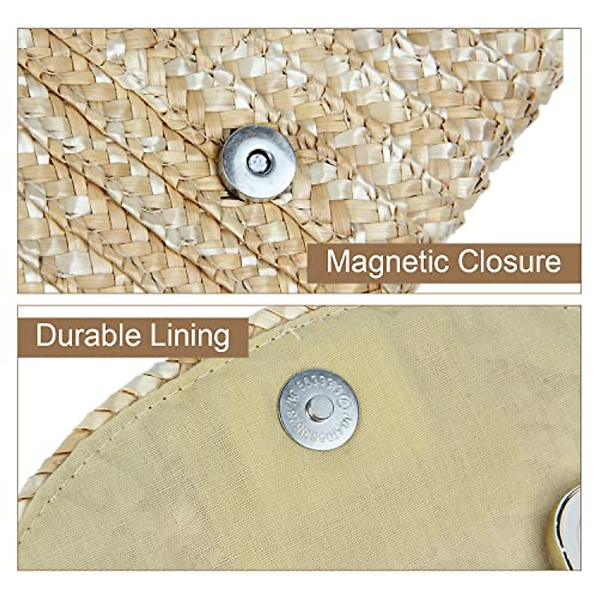 Freie Liebe Straw Clutch Bag for Women Summer Clutch Purses Beach Envelope Woven Handbags with 5PCS Earrings