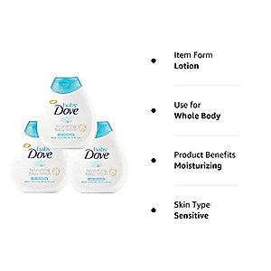 Dove Baby Sensitive Moisture Nourishing Baby Lotion, Fragrance Free - 6.76 Fl Oz / 200 mL x Pack of 3