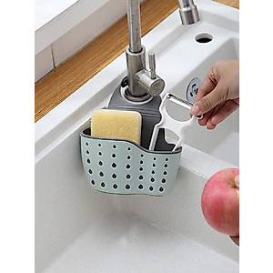 VANVENE Kitchen Sink Shelf Soap Sponge Drain Rack Holder Double Decker Hanging Basket Storage Suction Cup Kitchen Organizer Sink Accessories Wash Dropshipping, 1Pcs (Green)